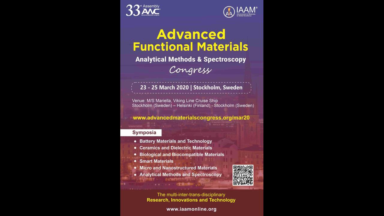 Advanced Functional Material Congress (Mar 2020), Stockholm Sweden ...