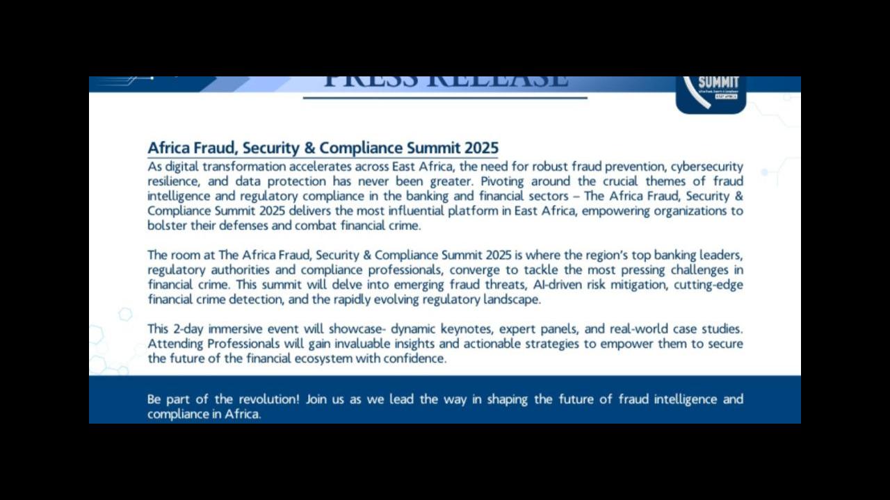 AFSC Summit (Jun 2025), Africa Fraud, Security & Compliance Summit- East Africa, Nairobi Kenya ...