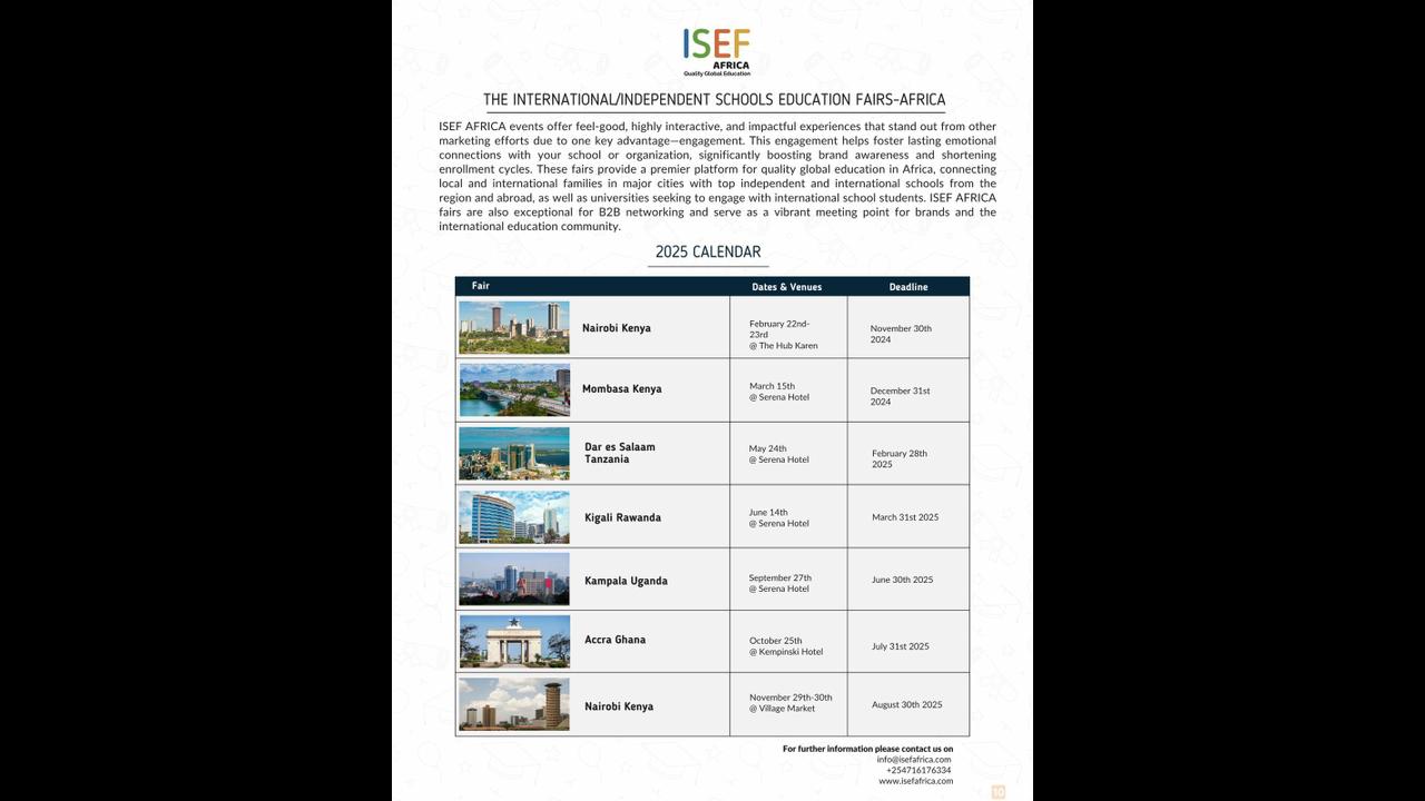 ISEF-AFRICA (Feb 2026), International Schools Fair Nairobi, Nairobi ...